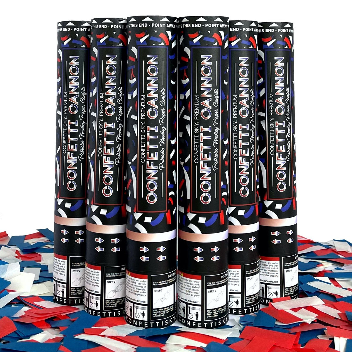 Patriotic Confetti Cannons | 6 PACK | Confetti Sky